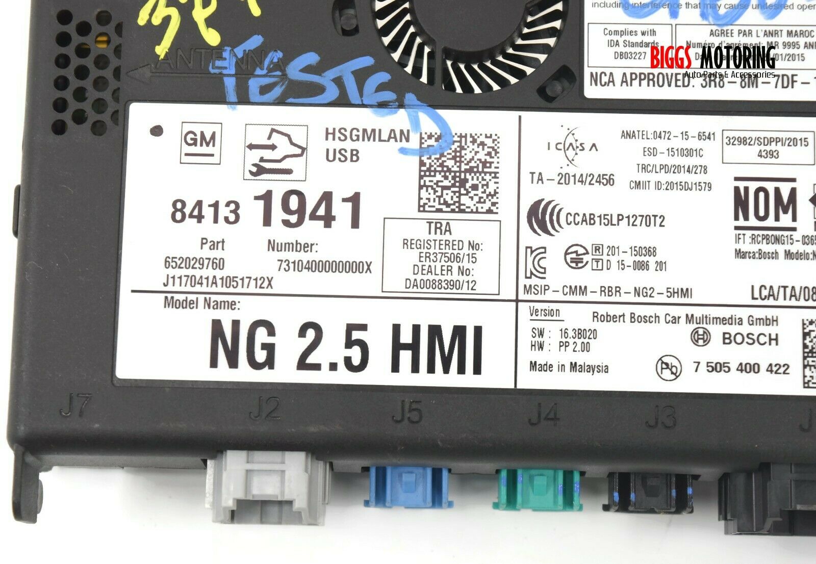 2016-2018 Chevy Equinox Gmc Acadia HMI NG 2.5 Interface Module 8413194